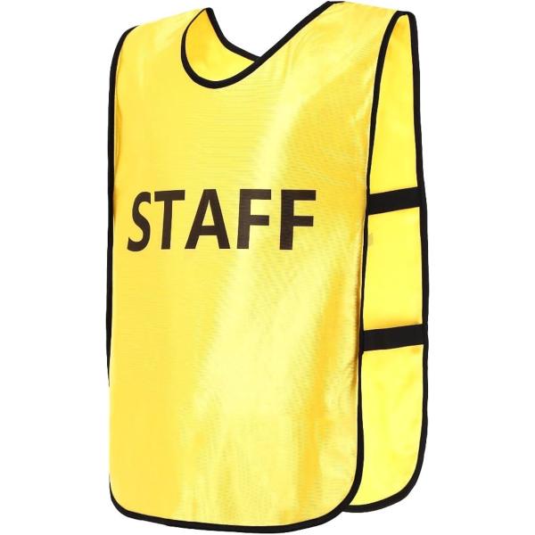 バリエーションコード : 2BJGFSOQF2「各種イベントに最適」大会運営、ボランティア、防災訓練、駐車場整理など幅広い用途で活躍します。男女兼用フリーサイズなので、いろいろな方が使用可能なSTAFFビブス10枚セットです。「抜群の視認性...
