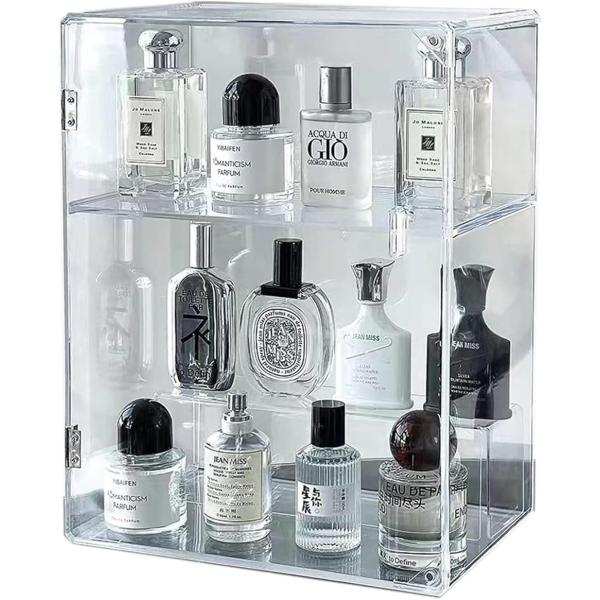 「飾りながら収納できるケース」「見せる収納」として、香水などのアイテムを傷や汚れから保護しながら飾るのにも適している。透明なデザインで外からでも中にしまったものが見分けられるので、必要なときにサッと取り出せる。「大容量」サイズ27x18x3...