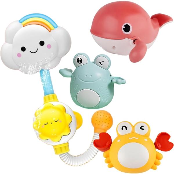 バリエーションコード : 2BJL1R1U5Lお風呂での楽しい水遊びをさらに盛り上げる、子供たちに大人気のお風呂おもちゃが登場しました。「泳げるゼンマイ仕掛け 生き物4点セット」は、クジラ、カエル、カニ、そしてシャワー遊びが楽しめるレインボ...