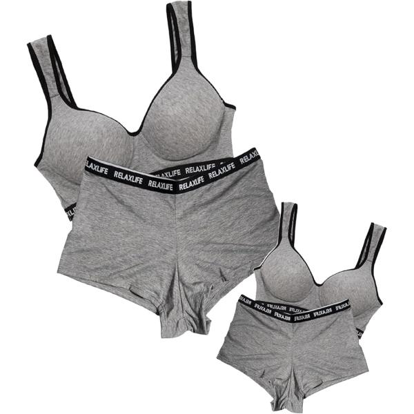 バリエーションコード : 2BJN3CPIH4「内容」スポーツブラ＆ショーツセット（スタンダード・一分丈）「カラー」ブラック グレー　「サイズ」M L LL「特徴」ノンワイヤー/薄手付きパッド/取り外しパッドなし/パッドポケットなし/伸縮性...