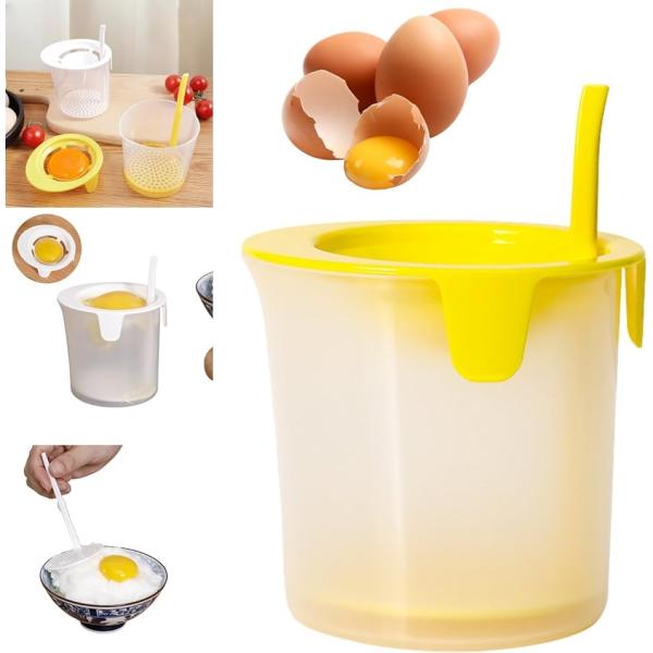 バリエーションコード : 2B950HVO2C「簡単操作」この卵黄分離器を使えば、卵の白身と黄身を瞬時に簡単に分けることができます。手を汚すことなく、卵を割って器具に落とすだけで分離。お菓子作りやヘルシーな卵白料理が手軽に楽しめます。「時短...