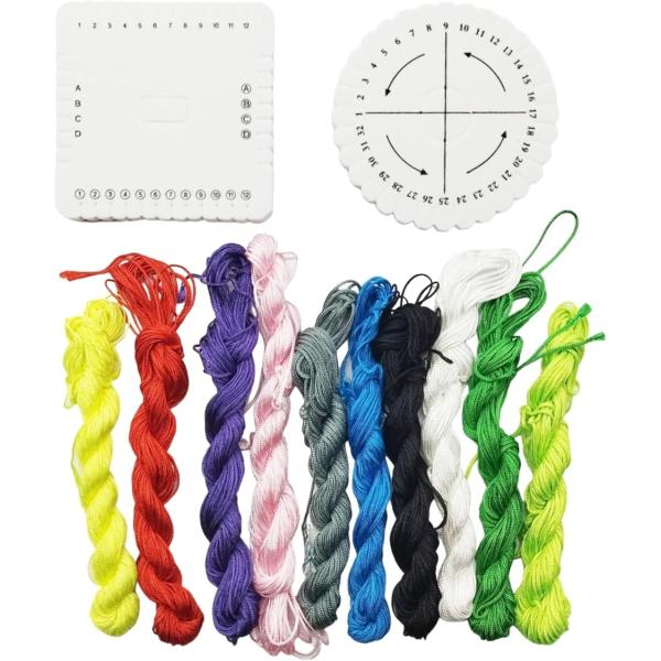 組紐キットは、ブレスレット用の丸い組紐ディスクと正方形の組紐ディスク2個と10本の糸がセットになっております。非常に便利で実用的なセットです。組紐ディスクは、しっかりしたブレスレットを作るのに十分な強度があります。また、軽量で耐久性があり、...