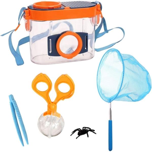 バリエーションコード : 2BJNVCUD3G「昆虫観察BOX ＆伸縮網セット」虫取り、魚とりに出かけよう。これがあれば昆虫採集、観察、研究もバッチリ。自然の中で生き物を捕まえてじっくり観察してみよう。「セット内容」虫かご（拡大鏡付き）、ピ...