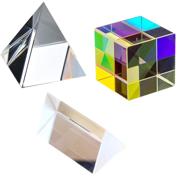 バリエーションコード : 2B9O1GWGSK光学ガラスで作られた美しい三つの異なる形のプリズムセットです。光学の基本原理を学ぶための教育ツールとして、またはインテリアとしてもお使いいただけます。三角プリズム、角柱プリズム、立方体プリズムが...