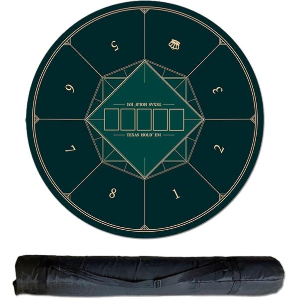 バリエーションコード : 2BJPK6CPH9ポーカーマットは円卓用のマットをお探しの人に。大判でパーティーやイベントで映えるデザイン。マットの持ち運びに便利な収納袋セット。シックで上品なフォレストグリーンとカードがキレイに見えるブラックの...