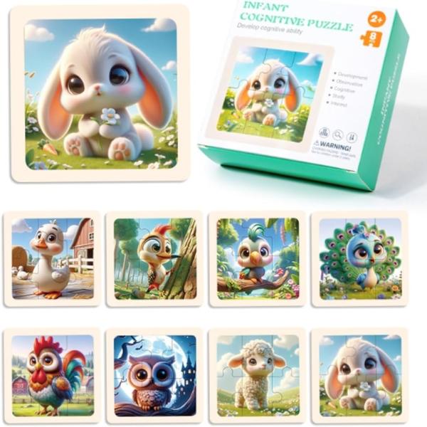 バリエーションコード : 2BJP5WCQ3V小さなお子様向けのジグソーパズルです。４つのカテゴリーで各８枚入っています。どれも魅力あふれるタッチで描かれており、観賞用としてもお使いいただけます。この小動物シリーズはアヒル・ニワトリ・キツツ...