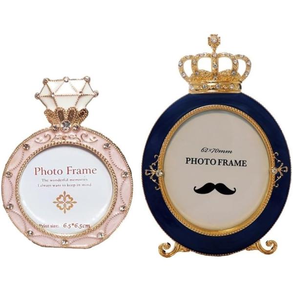 バリエーションコード : 2BJNTRD5IKリング型フォトフレーム　2つセット推奨の写真サイズ：　円形：直径 6.5センチの円形　、楕円形：6.2x7センチ２つセット（ピンクxネイビー）となります