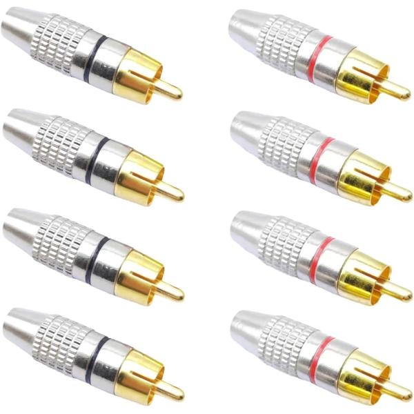 バリエーションコード : 2BJRFT8KRN「商品」金メッキ RCAプラグ ピンプラグ オスコネクタ 41mm 赤 黒 お得 まとめ買い 8個セット「高品質」高品質な金メッキ加工で、データー信号に伝達し、歪みのないクリアな音質を実現。スピ...