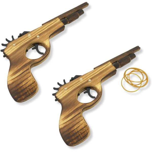 バリエーションコード : 2BJRLTY3WS「連射式木製ゴム鉄砲」お子様も喜ぶ輪ゴムを飛ばす連射式の木製ゴム鉄砲のおもちゃ2個セットになります。縁日やイベント、お祭りなどの的あてゲームにも最適です。「楽しく遊べる」12連射まで可能な設計を...
