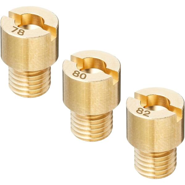 バリエーションコード : 2BJRNKPRG2「メインジェットセット詳細」キャブレターメインジェット#78、#80、#82。各1コ入り、合計3個セットです。ご購入頂く前に、ご自分のキャブレターの適合サイズを確認してご購入ください。「メインジ...