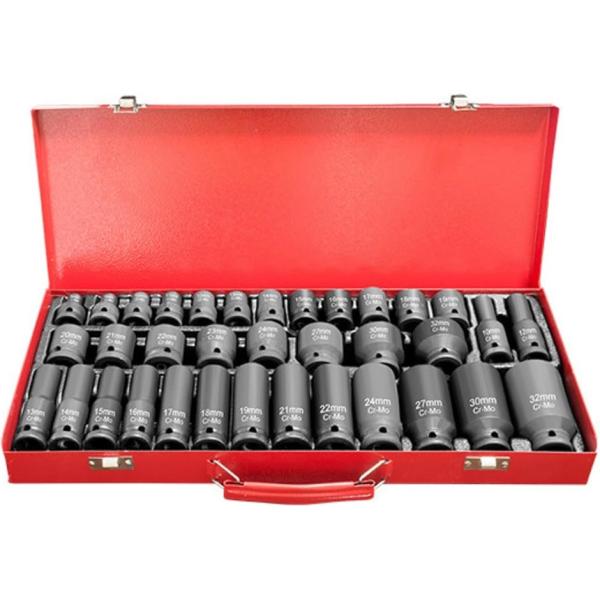 ＊「工具は耐久性が大事」リン酸塩皮膜処理（パーカー処理）を施しているため、高硬度で耐摩耗、耐食、防水、防錆性に優れる仕様。また、インパクトソケットセットは大きな負荷にも割れずに耐えられる高耐久クロムモリブデン鋼を採用しており、他のメーカーの...