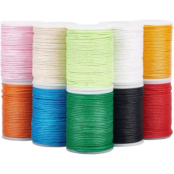 10色のワックス糸：ワックス糸は、白、青、緑、オレンジ、ピンク、赤、黒など、鮮やかな10色である。これらの鮮やかな色は、あなたのファブリックを引き立て、さまざまな生き生きとした愛らしいパターンを作り出します。あなたの多様なニーズに応えます。...