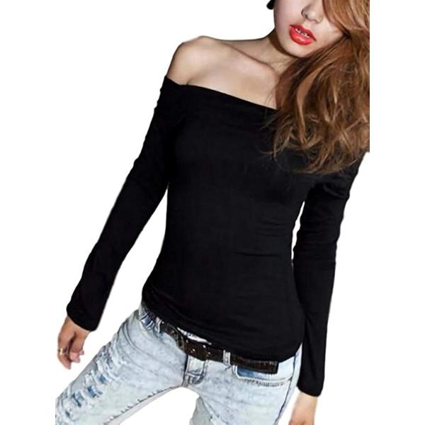 バリエーションコード : 2BF0T2M1CA・タイトな美ライン長袖Tシャツです。肩出しデザインがとってもセクシーでスタイリッシュなカットソーです。・ストレッチ素材の生地でぴったりフィットして、きれいなボディラインを強調します。・無地のシン...