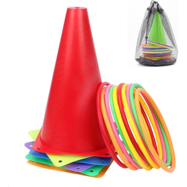 「みんなで遊べる輪投げセット」大人から子供まで楽しめる、カラフルで色鮮やかなコーンとリングの輪投げ16点セット（収納袋付き）です。「イベントやパーティーなどに」イベントやパーティーなどのミニゲームやレクリエーションにぴったりの商品です。初め...