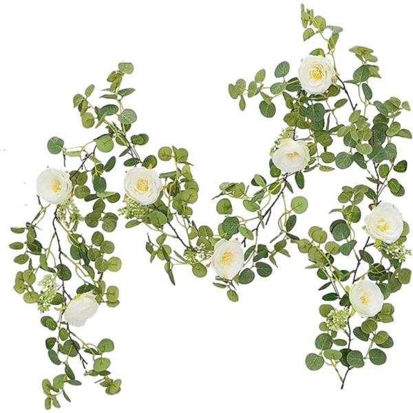 バリエーションコード : 2BK5486IX9バラの花とグリーンを組み合わせた華やかな造花ガーランド。壁や棚、玄関に掛けるだけで空間が明るくなり、いつもの場所を写真映えする雰囲気に変えられます。玄関、リビング、寝室、店舗装飾、イベント、撮影...