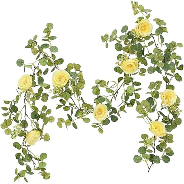 バリエーションコード : 2BK5486IX9バラの花とグリーンを組み合わせた華やかな造花ガーランド。壁や棚、玄関に掛けるだけで空間が明るくなり、いつもの場所を写真映えする雰囲気に変えられます。玄関、リビング、寝室、店舗装飾、イベント、撮影...