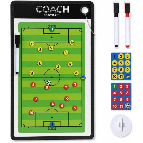 バリエーションコード : 2BRF0GNIS4「サッカー専用・両面式コーチングボード」フルコートとハーフコートをそれぞれ両面にレイアウトしたサッカー専用の作戦ボードです。試合全体のフォーメーション確認から、コーナーキックやフリーキックなどセ...