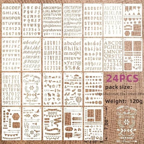バリエーションコード : 2BR06Y59WY「豊富なデザインで創作の幅が広がるステンシルセット」 アルファベットや数字をはじめ、装飾模様・図形・フレームなど多彩なデザインを収録したテンプレートセットです。文字練習からアート制作、DIY装飾...