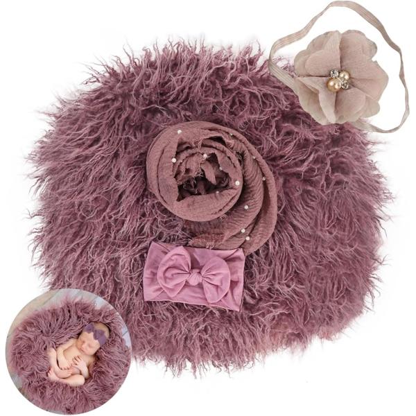 バリエーションコード : 2B20XXXGHHご自宅でも可愛い写真を撮りたい。。を叶えてくれる撮影小物4点セット（ブランケット・お包み・ヘアバンド・カチューシャ）です。柔らかい素材のおくるみで包んであげて、カチューシャを付けたらブランケット...