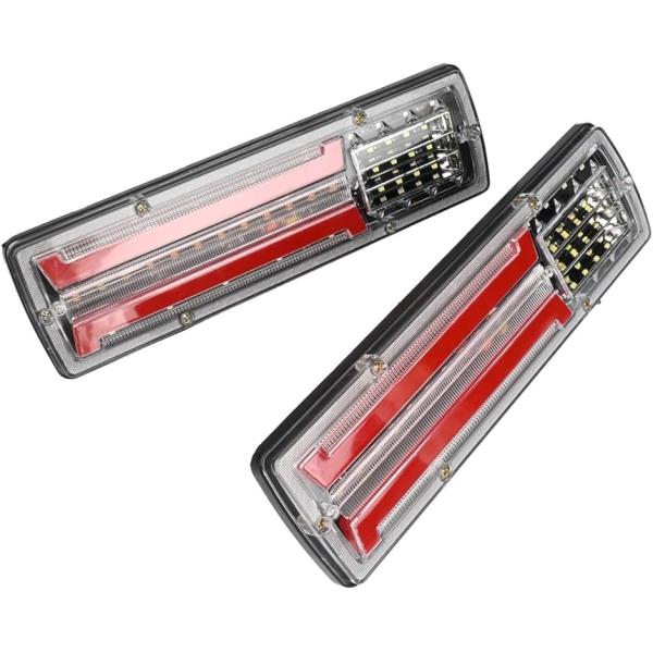 トラック 24V LED テールランプ 左右セット ステー付き シーケンシャル ウィンカー 汎用品になります。サイズ（約）：横300mmx高さ136mm L型ステー部分 横266mmx高さ46mm　電圧：24V　材質：ABS樹脂　配線色：赤...