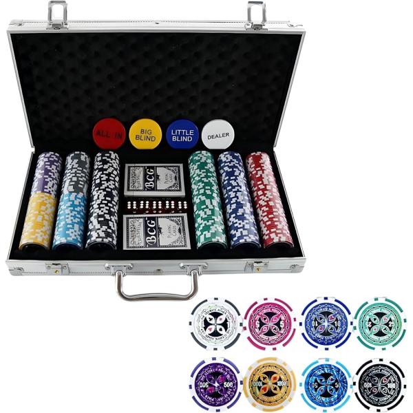 「臨場感を、あなたのテーブルに」 11g・厚さ約4mmx直径約33mm。指先で鳴る“カチッ”という音、すべりの良い動き、積み重ねの安定感。カードを配る前から、卓の空気が締まります。「開けてすぐ勝負がはじまる」 チップ300枚にトランプとサイ...