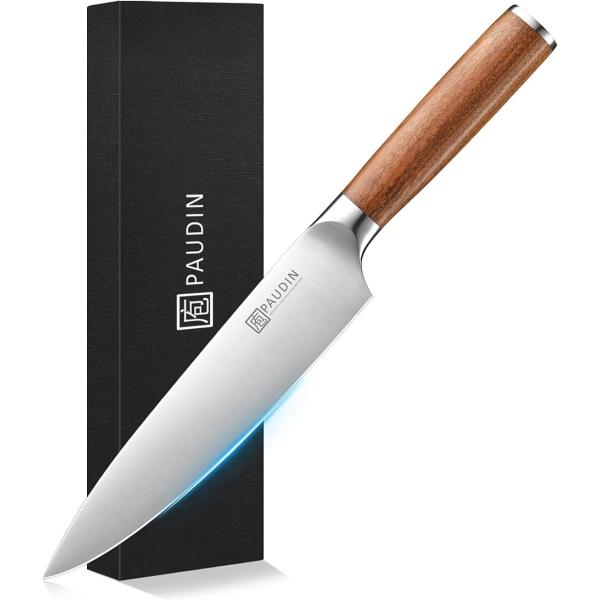 天然木ハンドル：PAUDINの本製品は、クイボウルティア木（Cuibourtia wood）を使用した天然木ハンドルを採用。手に馴染みやすく、耐久性にも優れています。＊天然素材のため、木目や色合いには個体差があります。ステンレス刃物鋼（5C...