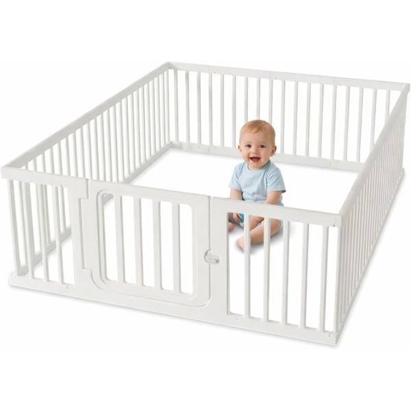 赤ちゃんの遊び空間をしっかり確保できる大きめベビーサークル 本商品は150cmx200cmの広さと高さ60cmを確保したベビーサークルで、赤ちゃんや子供がのびのびと動ける空間を作りやすい設計です。プレイマットやおもちゃを置いても余裕があり、...