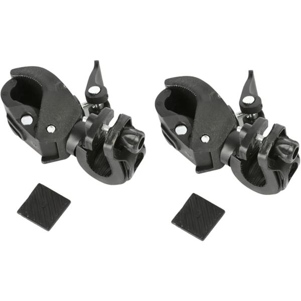 自転車ライトホルダー2個セットは、懐中電灯やヘッドライトをしっかり固定できるブラケットです。360度回転するクランプ式で、ライトの向きを自由に調整可能。滑り止めラバーとゴムスペーサー付きで、走行中の振動でもズレにくい設計です。ブラックのシン...