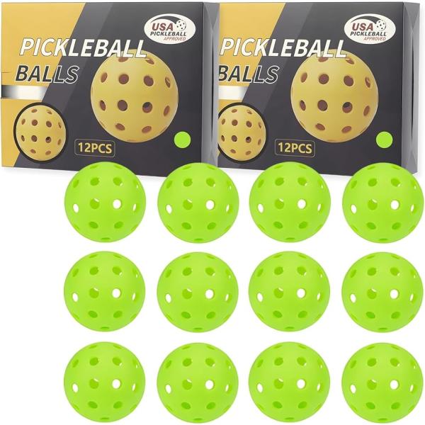 バリエーションコード : 2BRDWW555H「練習に適した40穴設計で安定した飛行性能」ピックルボール特有の空力特性を考慮した40穴設計を採用。ボール全体に均一に配置されたホールが空気抵抗を分散し、打球時のブレを抑えます。ラリー中の軌道が...