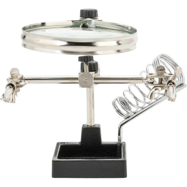 「作業効率を劇的に向上させる多機能スタンド」 細かいハンダ付け作業で「もっと手が欲しい。」と感じていませんか？このハンダゴテ台は、ルーペとクリップホルダーが一体化した便利な作業台です。基板や部品をしっかり固定し、両手を自由に使えるため、作業...