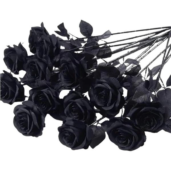 「シックなブラックローズ造花」 高品質シルク素材を使用した、リアルな質感のブラックバラ造花9本セットです。「自由に曲げてアレンジ可能」 茎部分は曲げたりカットできるため、花瓶や装飾に合わせて調整できます。「枯れないインテリアフラワー」 水や...