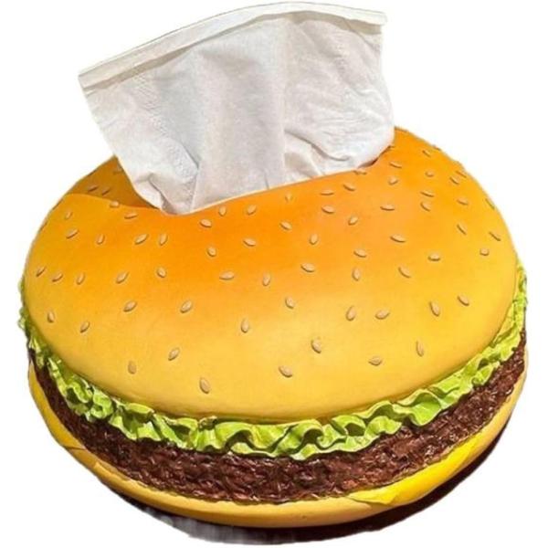 「ユニークで存在感のあるハンバーガーデザイン」 本物そっくりのハンバーガーをモチーフにしたティッシュケースです。ふっくらしたバンズ、ジューシーなパティ、フレッシュなレタスまでリアルに再現され、置くだけで空間が一気に楽しくポップな雰囲気に。キ...