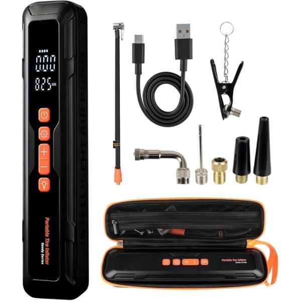 「コンパクト＆パワフル」自動車・バイク・ロードバイク・自転車などのタイヤに空気を入れる際に活躍するタイヤインフレーターです。一般的なタイヤインフレーターは大きく重いタイプが多く、準備と片付けが面倒なことも…。本商品であれば片手でも楽に持ち上...