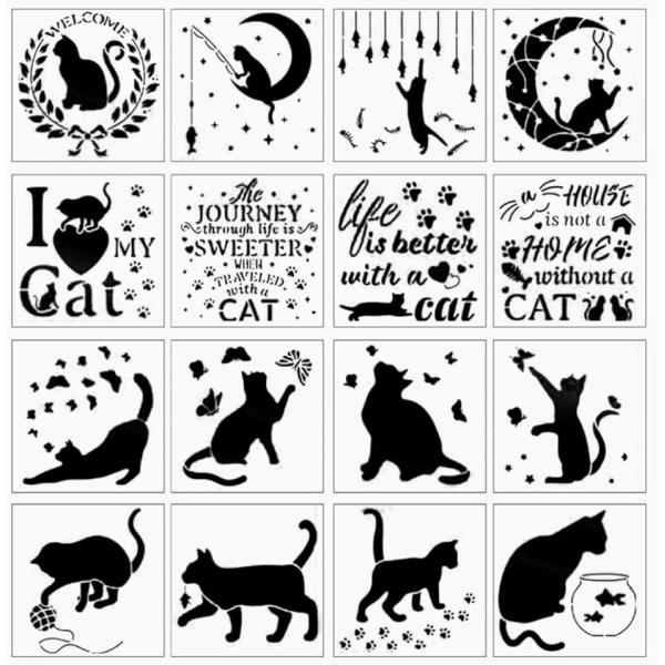 バリエーションコード : 2BRJKNNIPD動物モチーフやシルエット模様、個性的なパターンを使って、作品にアクセントを加えたり、ステンシルアートや模様付けを手軽に楽しめるステンシルシート16枚セットです。鳥と猫の図案の2パターンをご用意い...