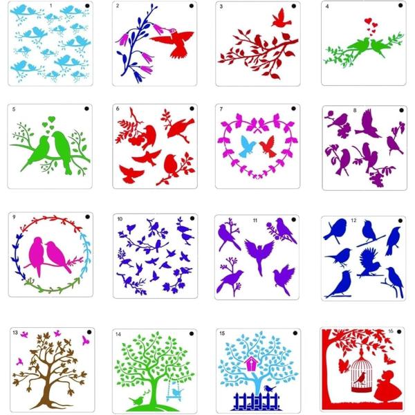 バリエーションコード : 2BRJKNNIPD動物モチーフやシルエット模様、個性的なパターンを使って、作品にアクセントを加えたり、ステンシルアートや模様付けを手軽に楽しめるステンシルシート16枚セットです。鳥と猫の図案の2パターンをご用意い...