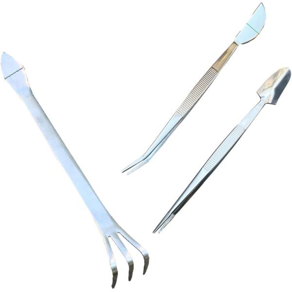 「園芸に便利な3本セット」ピンセット・熊手・ヘラ（スパチュラ）をセットにした実用的なガーデニングツール。「多肉植物・盆栽に最適」植え替え、間引き、土ならしなど繊細な作業をスムーズに行えます。「ステンレス製で高耐久」サビに強く、お手入れも簡単...