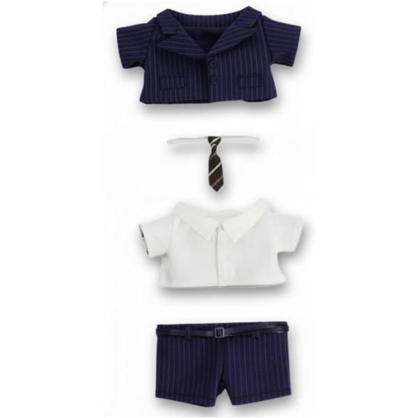 バリエーションコード : 2BRJ10TX2C「スタイリッシュな縞模様（ストライプ）」 20cmサイズのぬいぐるみのために仕立てられた、洗練された印象のストライプ柄のスーツです。クールで大人っぽい縞模様が、ぬいぐるみをよりスタイリッシュで魅...