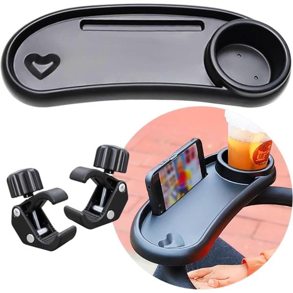 「多機能で便利」ボトルホルダー・トレー・スマホスタンドが一体になった3WAY仕様で、ベビーカーのお出かけ時間がぐっと快適になります。飲み物やおやつを手元に置けるので、お子さまも飽きにくく、ちょっとした休憩タイムにも便利です。360度回転と角...