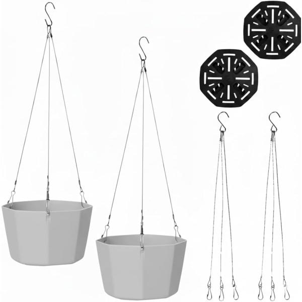 バリエーションコード : 2BRK1SX61L「空間を彩る」軽量プラスチック製のハンギングプランターは2個セットで、室内グリーンや観葉植物、多肉植物を美しく吊り下げて飾れます。水抜き穴と中皿付きで根腐れを防ぎ、植物を健康に育てられます。天井...