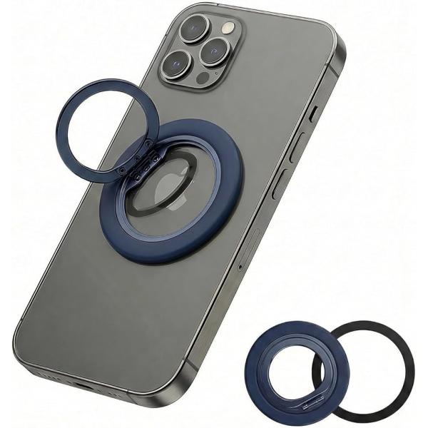 「超強力マグネット」強力なマグネットは約1000gの引っ張り力に耐え、MagSafe対応iPhoneにしっかりと固定します。マグネット付きスマホリングを使用すると、スマホを片手で持つときの安定性が格段に向上します。大きな画面でも指をリングに...