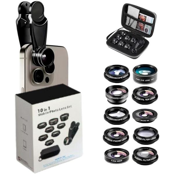＊「商品概要」スマートフォンに取り付けて使用できる10in1のカメラレンズセットです。初心者でも簡単に装着でき、スマホをポータブルな撮影ツールとして活用できます。複数のレンズを使い分けることで多彩な撮影表現が可能です。＊「パッケージ内容」 ...