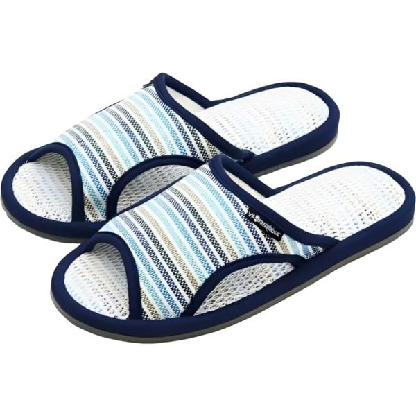 バリエーションコード : 2BU4DLDI10この暑い夏に心地良い風が通るふしぎなスリッパが登場しました。　歩くたびにインソールポンプがこもった空気を押し出してくれる軽量スリッパ中敷きにはクッション性に優れたメッシュが使用されており、弾力が...