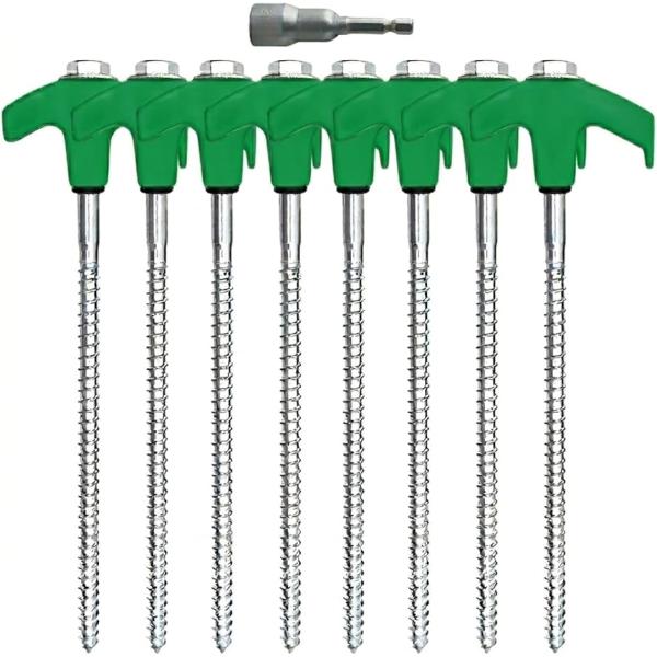 バリエーションコード : 2BRQQSOQF9「労力を削ぎ落とす電動ドライバー対応のキャンプギア」 お手持ちの工具やドリルに付属のソケットを装着して打ち込みを行う、ねじ込み式のペグセットとなっています。大型テント設営時の過酷な力作業を、電動...