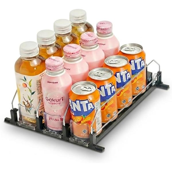 バリエーションコード : 2BRUL100OY冷蔵庫の缶収納に最適なスプリング式オーガナイザーは、飲料や食品の缶を整頓する冷蔵庫用ディスペンサーです。バネで自動で前に押し出してくれるため、常にドリンクが取りやすい状態を保ちます。調整可能な幅...