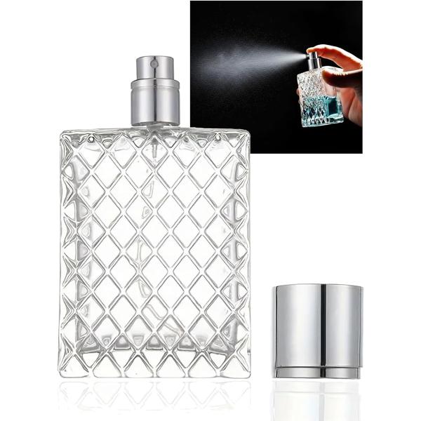 お気に入りの香水を詰め替えてお使いいただける、ガラス製の香水用スプレーボトル（100ml）です。ダイヤカット風のデザインが上品な印象を演出。お部屋やドレッサーにもなじみやすく、置くだけで空間に華やかさをプラスします。四角ボトルのため安定感が...