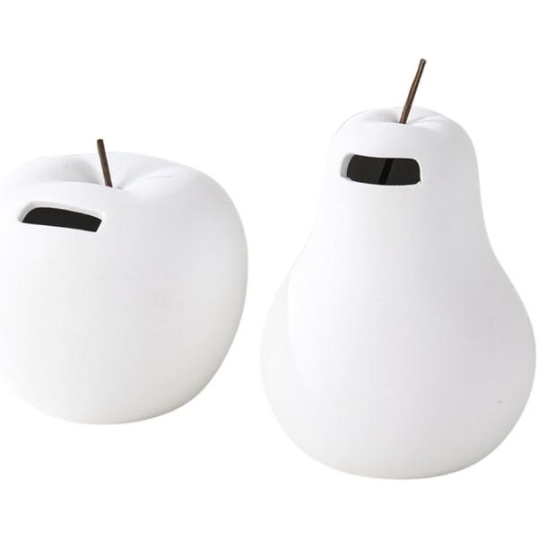 バリエーションコード : 2BRRS9CVYQ「貯金箱 インテリア 雑貨」は、お部屋に溶け込む洗練されたフォルムと、陶器の柔らかな質感が魅力の「リンゴ＆梨 2個セット 貯金箱」になります。インテリアとして楽しみながら、スマートに貯金を始めま...