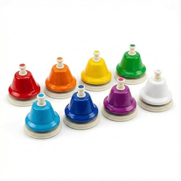 「簡単に演奏」小さな子どもでも軽く押すだけで澄んだ音が鳴る8音ミュージックベル。音階ごとに色分けされていて、知育玩具・モンテッソーリとして親子で一緒に楽しみながら学べるおもちゃです。「カラフル8色」子どもが興味を持ちやすいカラフル8色セット...