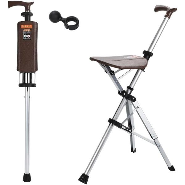 バリエーションコード : 2BRTIJFF4J「立っても座っても使えるステッキチェア」 ワンタッチで椅子に変形する三脚タイプのステッキチェア。散歩・旅行・行列・アウトドアなど外出先での休憩にぴったりな実用性の高い一本です。「軽量なのに耐荷重...