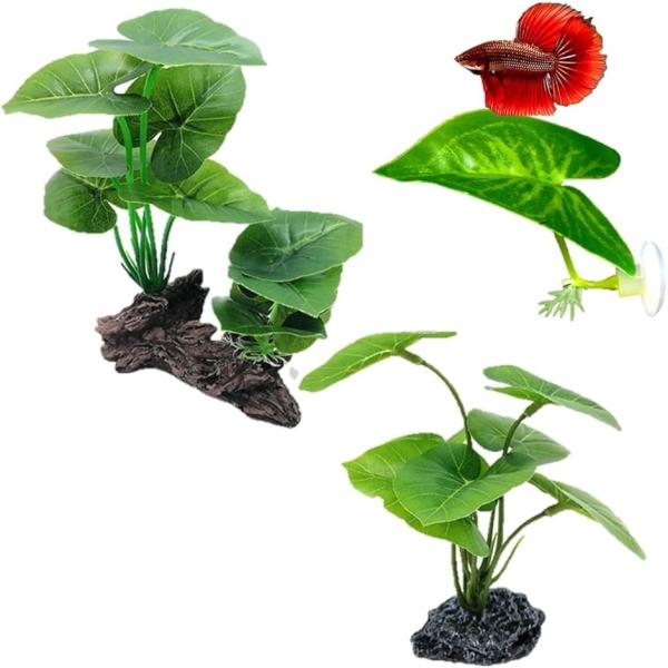 「ベタや熱帯魚の理想的な隠れ家＆休憩スポット」人工水草と朽ちた流木モチーフのオブジェは、ベタや熱帯魚、金魚、メダカ、エビなどの魚が安心して過ごせる最適な隠れ家を3点セットで提供いたします。「リアルな流木デザインで本格アクアリウムを演出」本物...