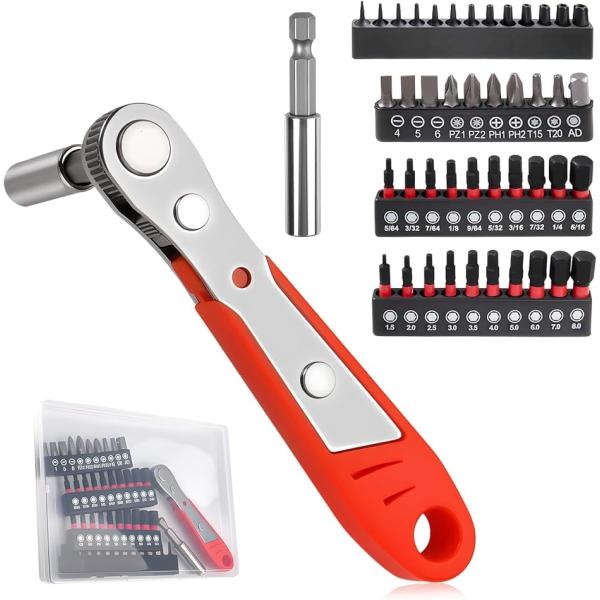 パッケージ内容：メートル六角ビット10種(1.5-8mm)、SAE六角ビット10種(5/64-5/16)、中空セキュリティートルクスビット13種(T4-T40)、マルチチップビット10種(マイナス/プラス/ポジドリブ/トルクス)、36歯ラチ...
